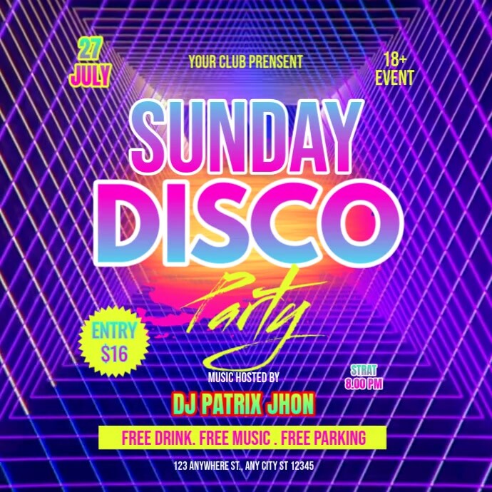 Copy of Sunday disco party | PosterMyWall