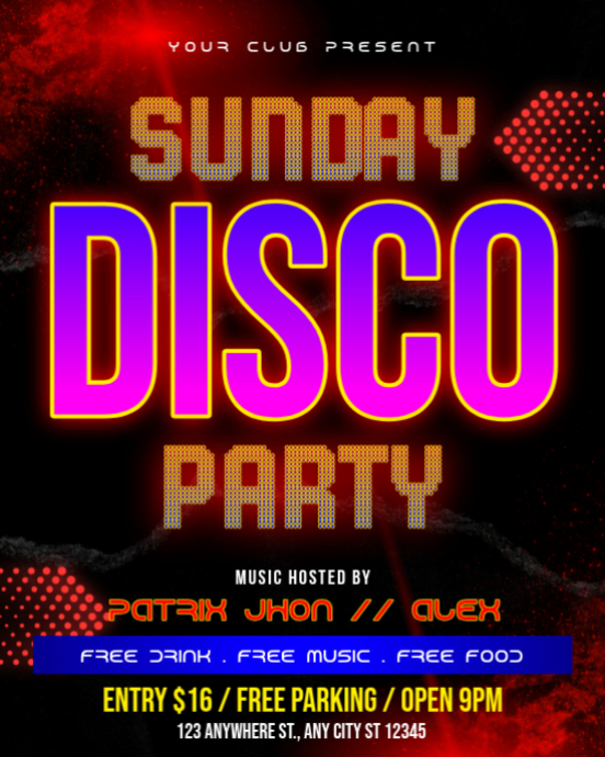 Plantilla de Sunday disco party instagram portrait | PosterMyWall