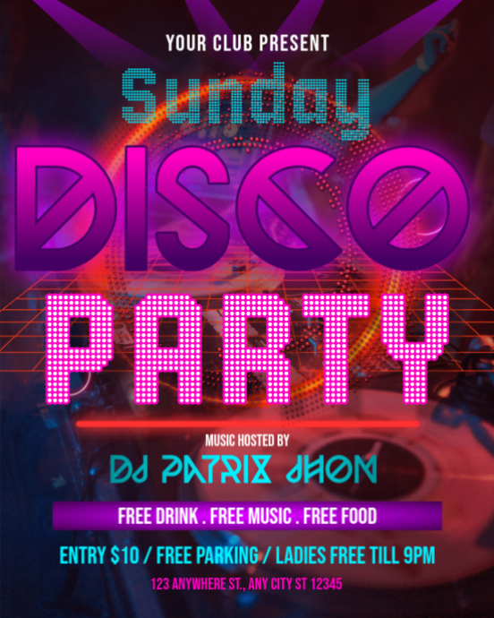 Plantilla de Sunday disco party instagram portrait | PosterMyWall