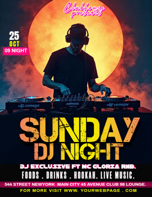 sunday dj night flyers Template | PosterMyWall