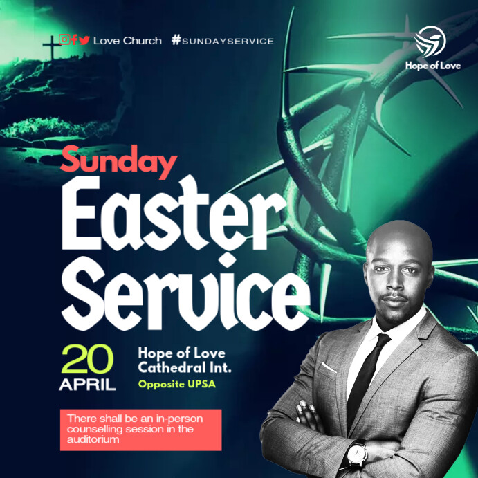 Sunday Easter Service Design for Social Media | PosterMyWall