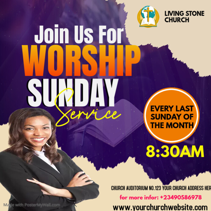 SUNDAY EVENT SERVICE Template | PosterMyWall