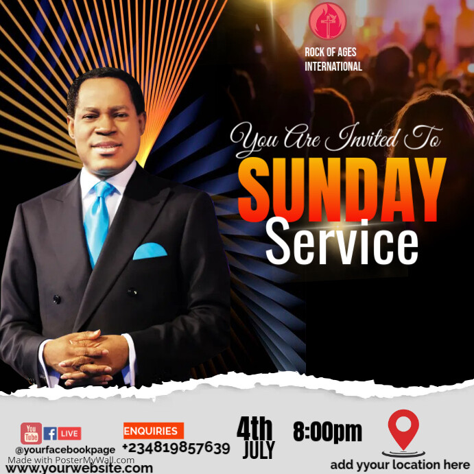 SUNDAY EVENT SERVICE Template | PosterMyWall
