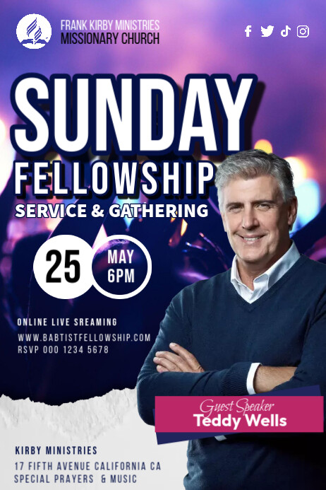 Sunday Fellowship Service Poster Template | PosterMyWall