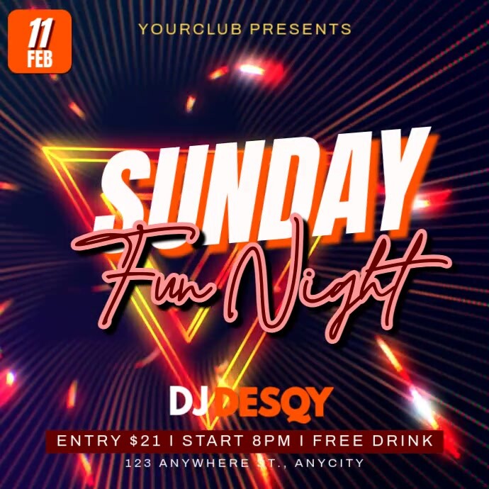 Sunday Fun Night Template | PosterMyWall