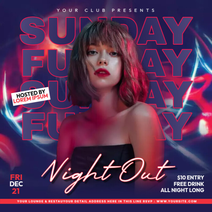 Sunday Funday Night Out Template | PosterMyWall