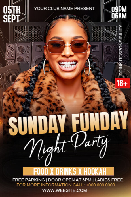 Sunday Funday Night Party Banner 4' × 6' Template | PosterMyWall