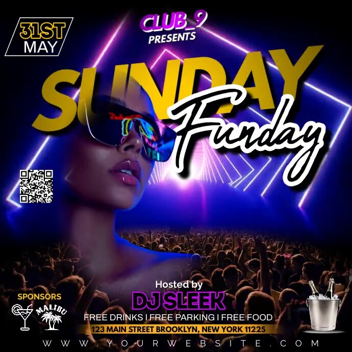 SUNDAY FUNDAY PARTY FLYER TEMPLATE | PosterMyWall