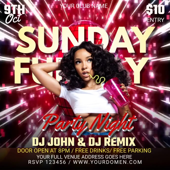 Sunday funday party Night Template | PosterMyWall