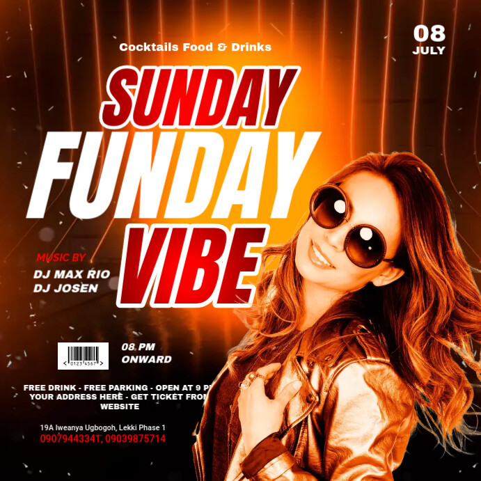 Sunday Funday Vibe Template | PosterMyWall