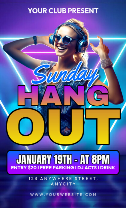Sunday Hangout Party Template | PosterMyWall