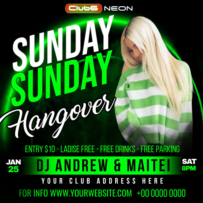 Copy of sunday hangover Night Party | PosterMyWall