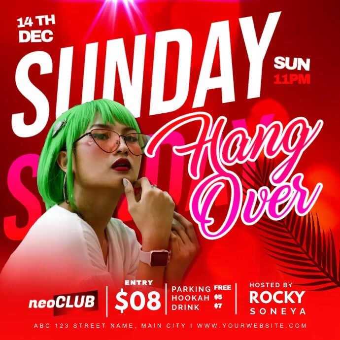 sunday hangover night party Template | PosterMyWall