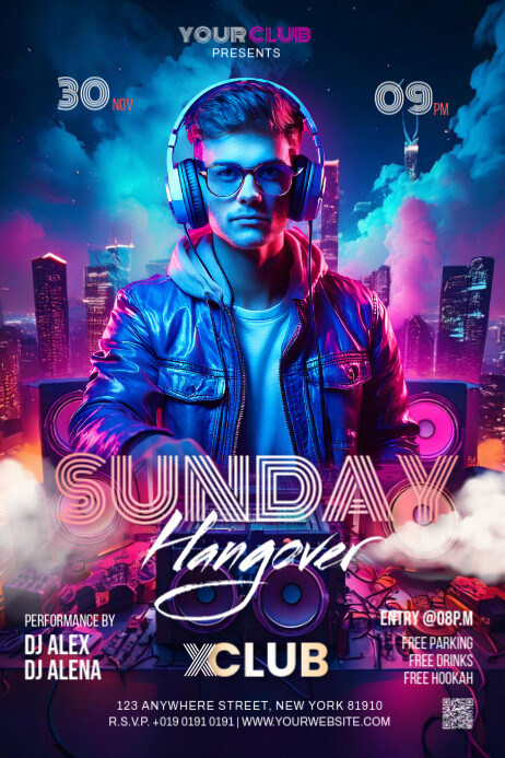 Copy of Sunday Hangover Night Party Poster Flyer | PosterMyWall