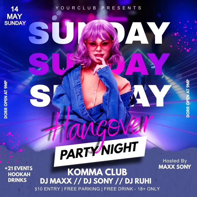 sunday hangover party Template | PosterMyWall