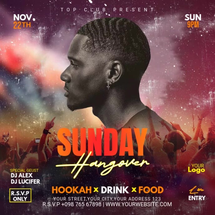 Sunday hangover party Template | PosterMyWall