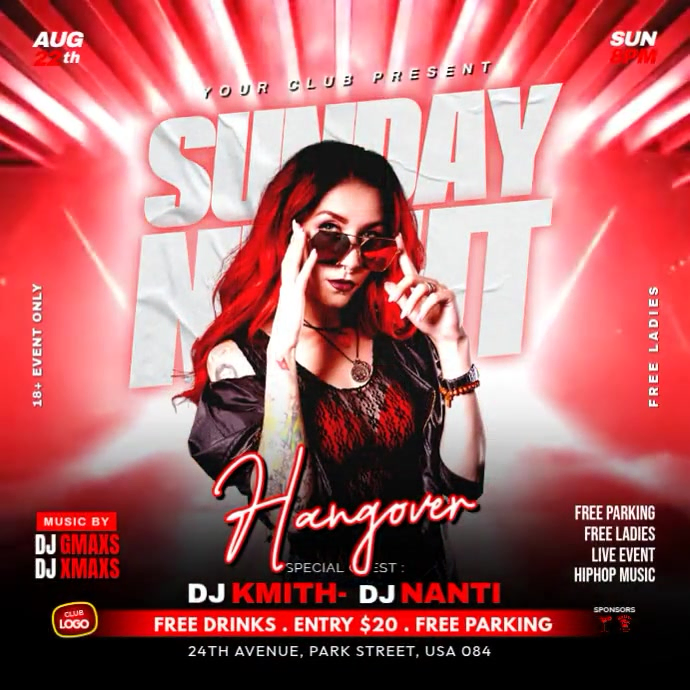 Plantilla de Sunday ladies night hangover party | PosterMyWall