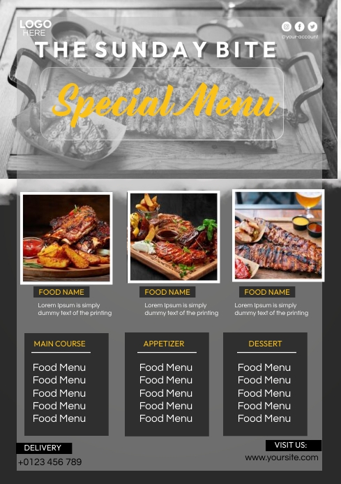 Sunday Menu Special Poster Template | PosterMyWall