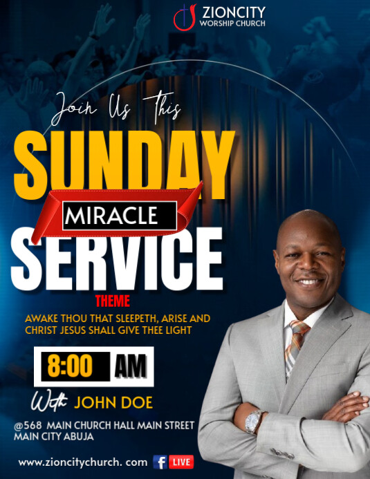Sunday miracle service Template | PosterMyWall