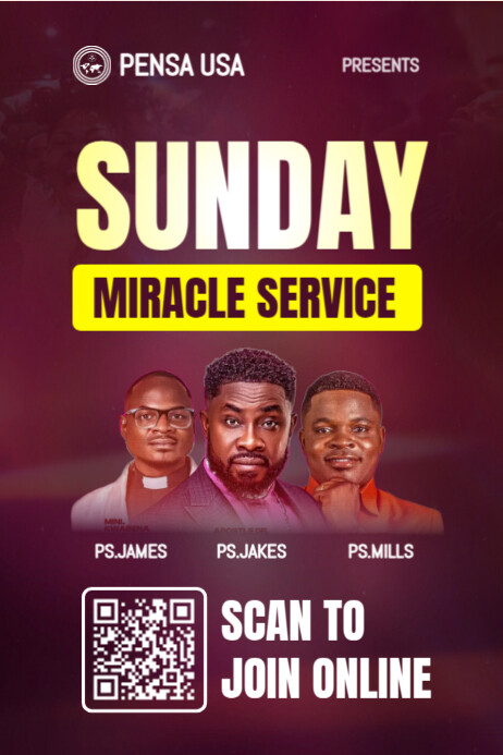 Sunday Miracle Service Flyer Template – Editable Church Event & Worship ...