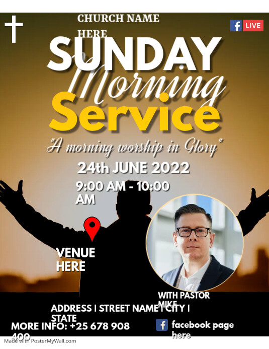 Sunday Morning Service Poster Template | PosterMyWall
