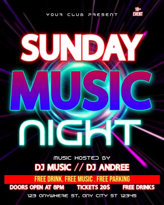 sunday music night video Template | PosterMyWall