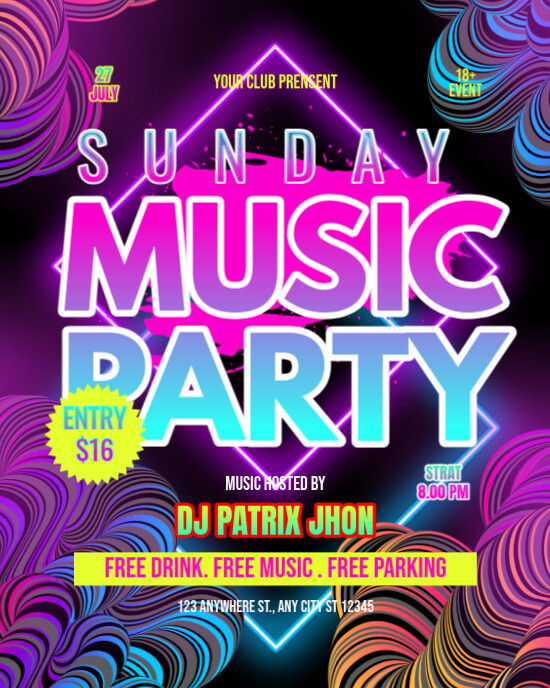 Copy of Sunday music party | PosterMyWall