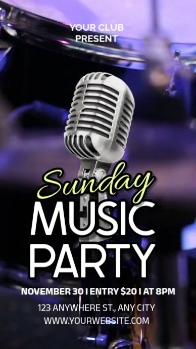 SUNDAY MUSIC PARTY Template | PosterMyWall