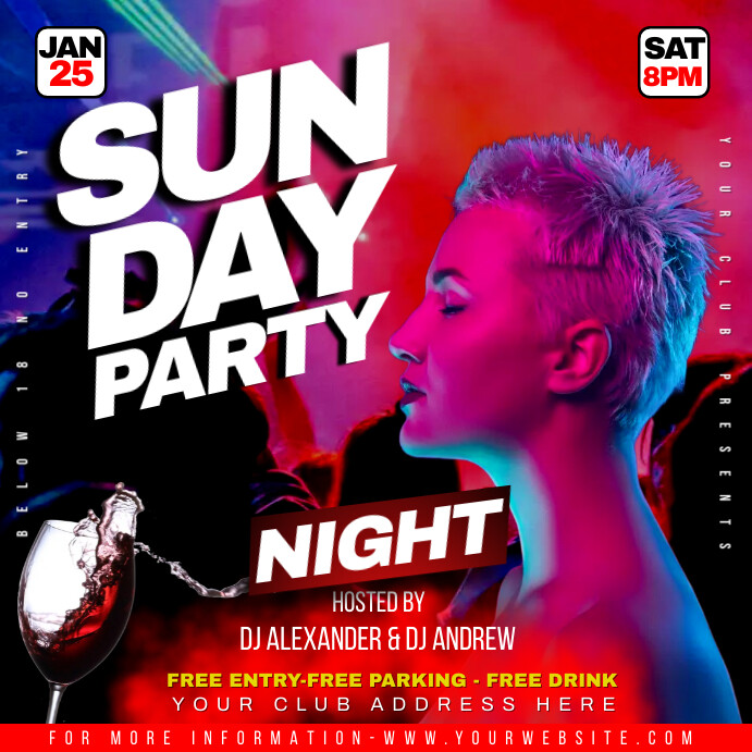 sunday night club/adult night /dj party Template | PosterMyWall
