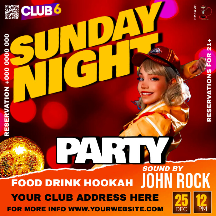 sunday night club/adult night /dj party Template | PosterMyWall