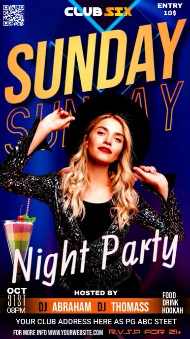 Copy of sunday night club/adult night /dj party | PosterMyWall