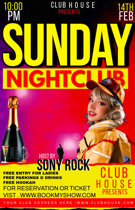 SUNDAY NIGHT CLUB Template | PosterMyWall