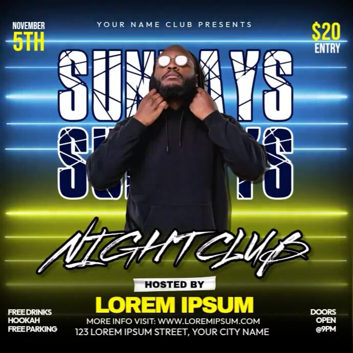 Plantilla de Sunday Night Club | PosterMyWall