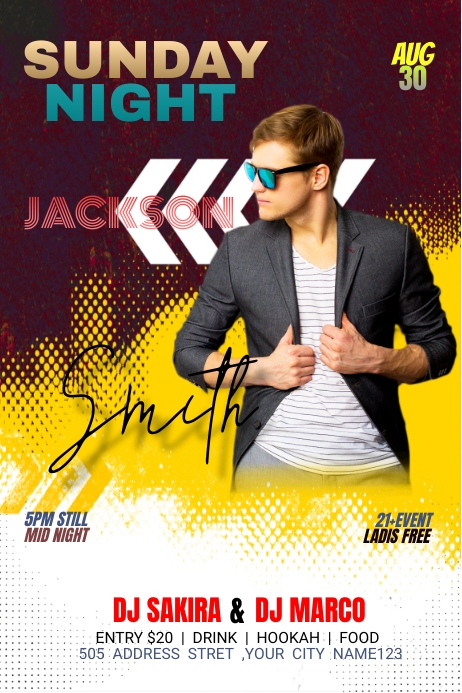 sunday night club party banner Template | PosterMyWall