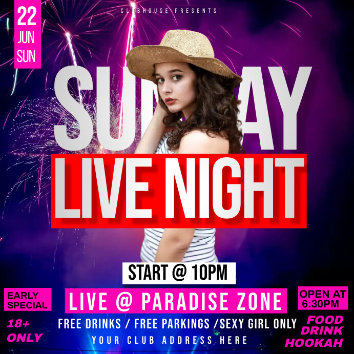 sunday night club party Template | PosterMyWall