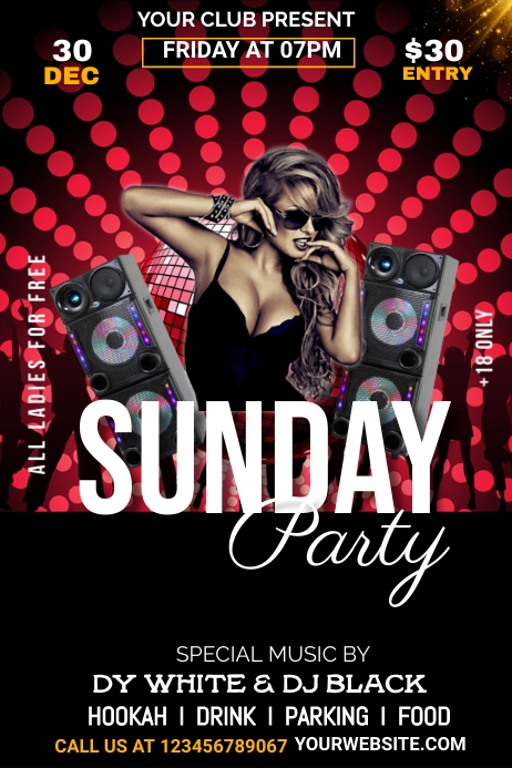 sunday Night club party Template | PosterMyWall
