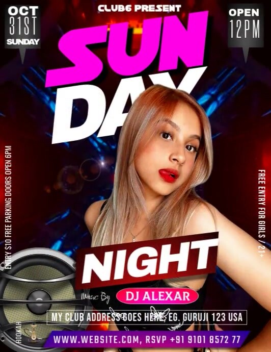 sunday night dj club party Template | PosterMyWall