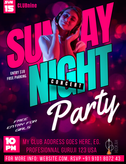 sunday night/dj night club bar party flyer Template | PosterMyWall