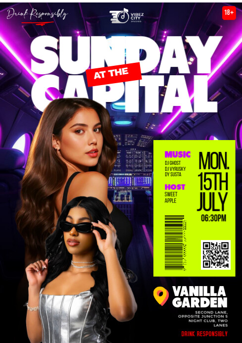 Sunday Night Event Party Flyer Poster A4 Template | PosterMyWall