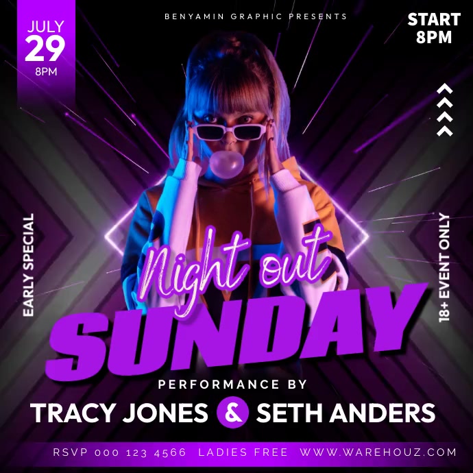 Plantilla de Sunday Night Event Video Ads | PosterMyWall