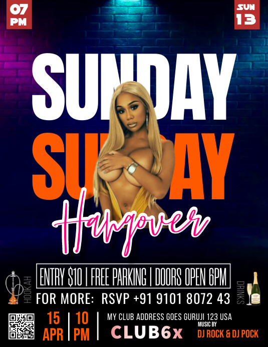 Plantilla de sunday night hangover club party | PosterMyWall