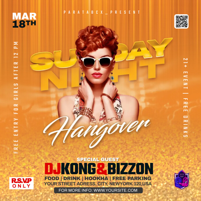 Sunday Night Hangover Party Flyer Template | PosterMyWall