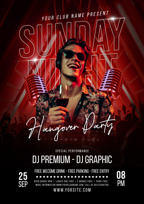 Sunday Night Hangover Party Flyer Template | PosterMyWall