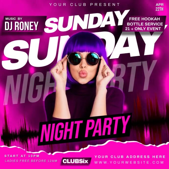 sunday night party club dj bar night Template | PosterMyWall