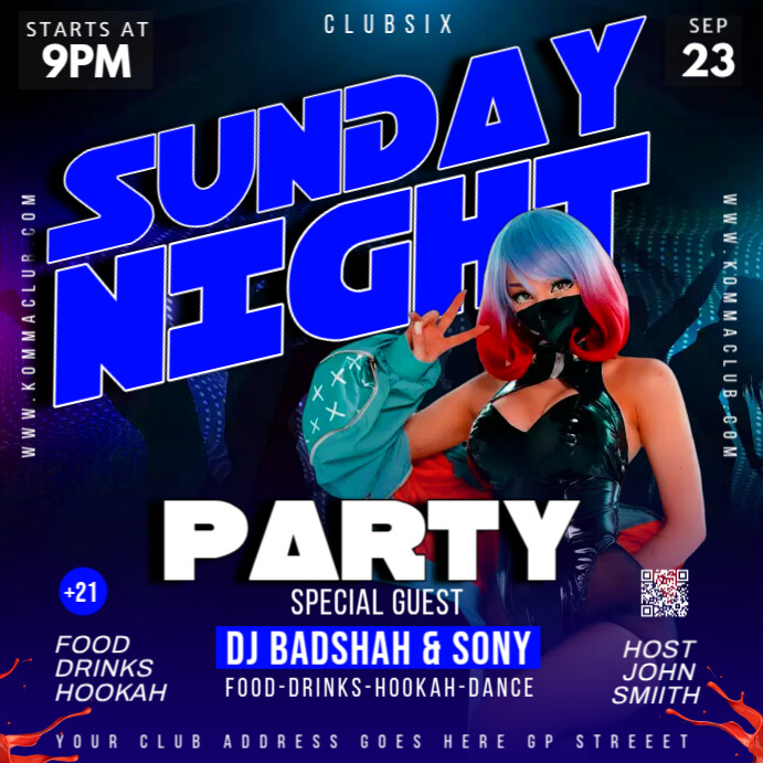 sunday Night Party /club party Template | PosterMyWall