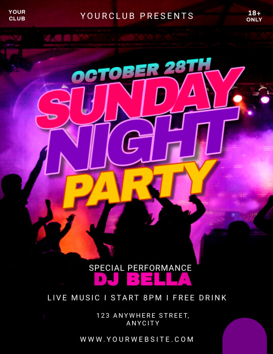 Sunday Night Party Template | PosterMyWall
