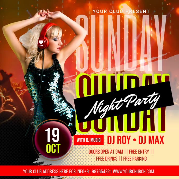 sunday night party Template | PosterMyWall