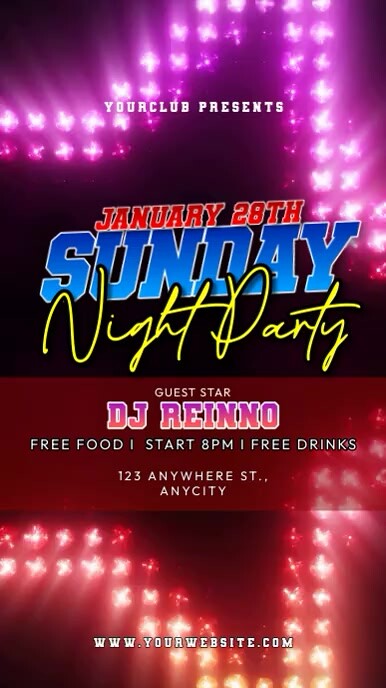 Plantilla de Sunday Night Party | PosterMyWall