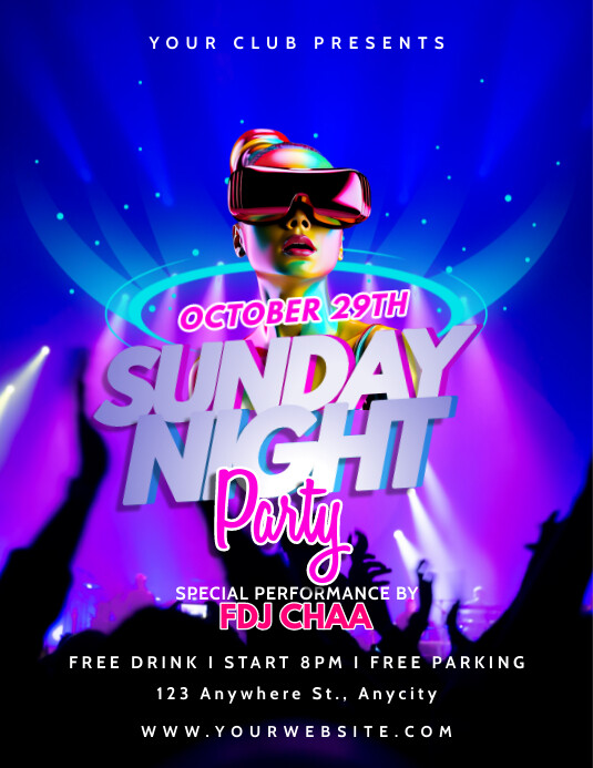 Plantilla de sunday night party | PosterMyWall