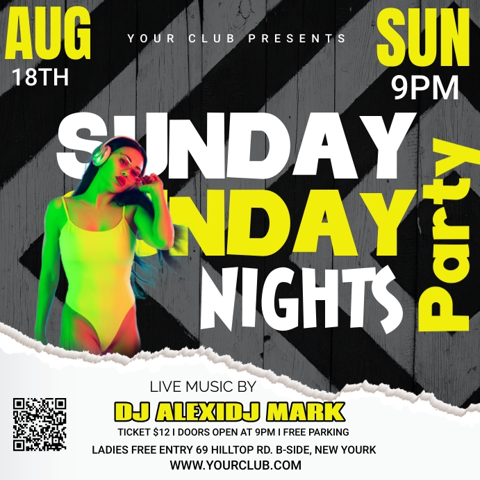 Plantilla de Sunday night party | PosterMyWall